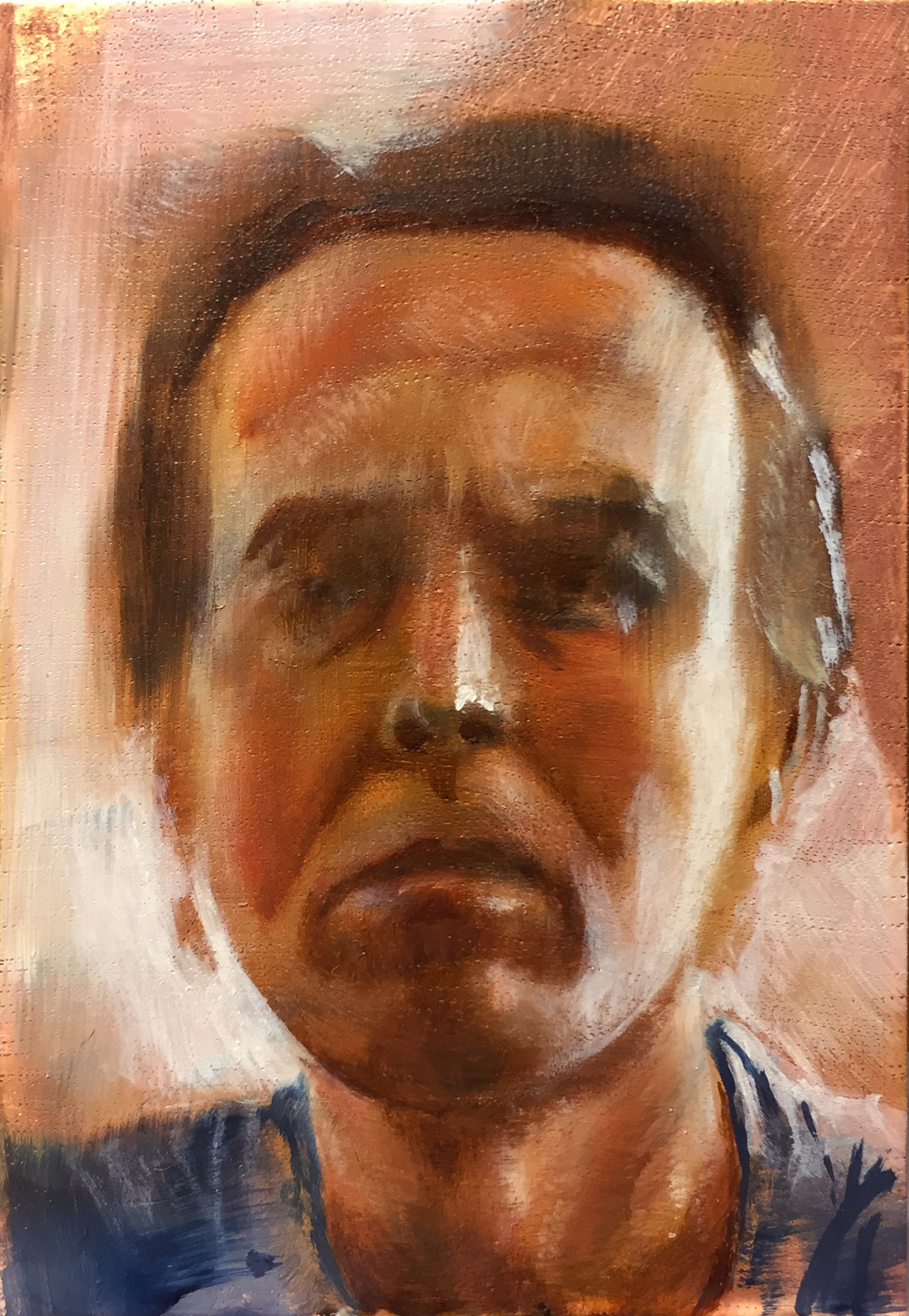 Self, oil on copper, 6x4cm – Robert Jackson
